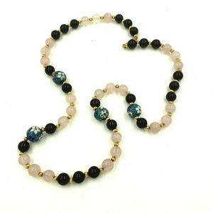 Hobe | Jewelry | Hob Necklace Blue Cloisonne Pink Quartz 28 | Poshmark